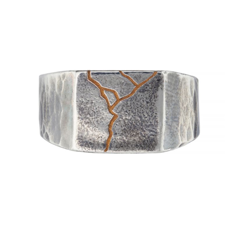Chunky Oxidised Kintsugi Signet Ring | Posh Totty Designs | Wolf & Badger