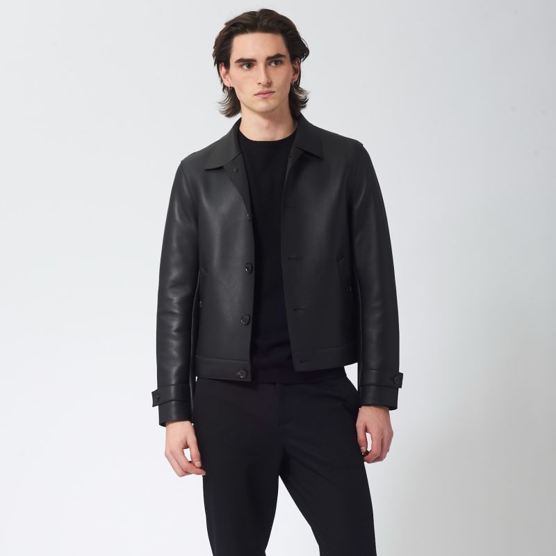 Bonded Leather Laser Cut Jacket - Black | George Patrick | Wolf & Badger