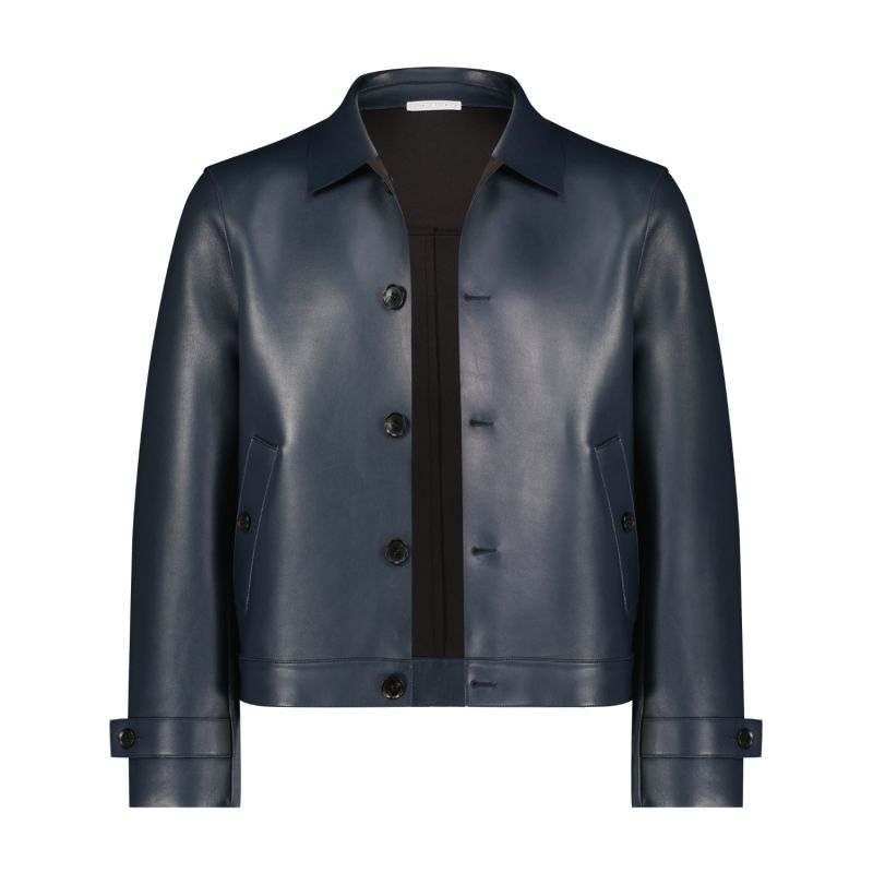 Bonded Leather Laser Cut Jacket - Blue | George Patrick | Wolf & Badger