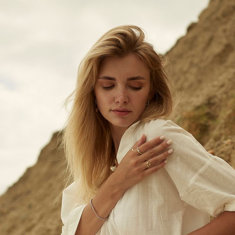 Bone & Helical Twisted Sterling Silver Adjustable Ring Stacking Set ...