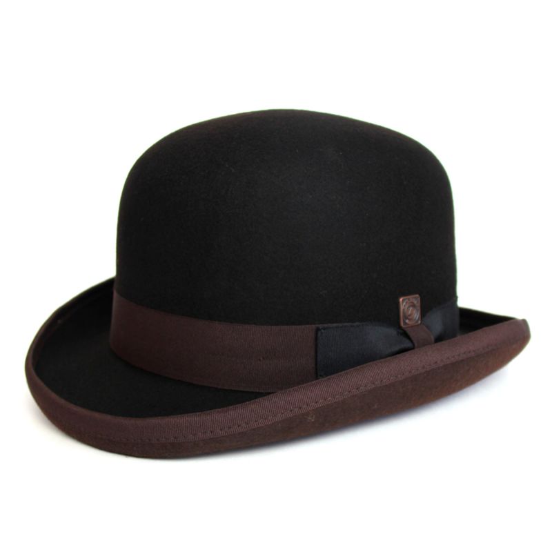 Brooke Black Brown Wool Felt Bowler Derby Hat | Dasmarca Hats | Wolf ...