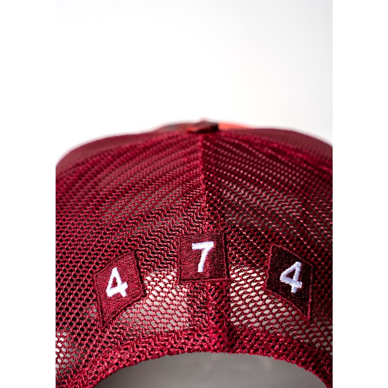 474 Camo 3 Bars Trucker Hat - Burgundy Red | 474 co | Wolf & Badger