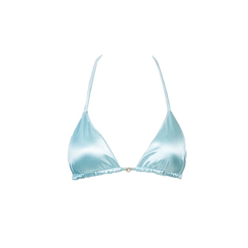 Cara Triangle Satin Top In Ocean | Decolet the label | Wolf & Badger