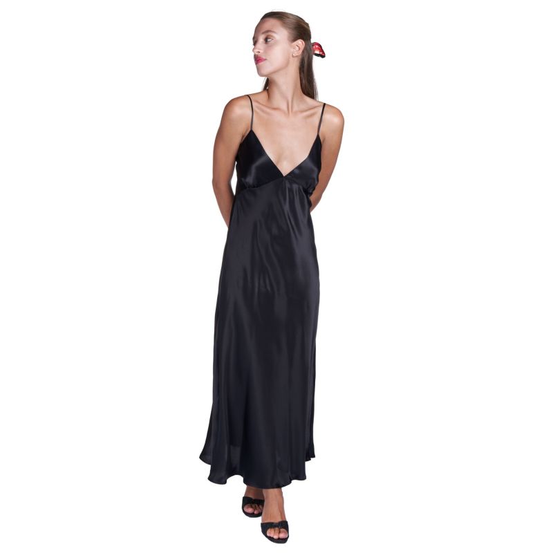 Black Silk Satin Lingerie Slip | Sofia Tsereteli | Wolf & Badger
