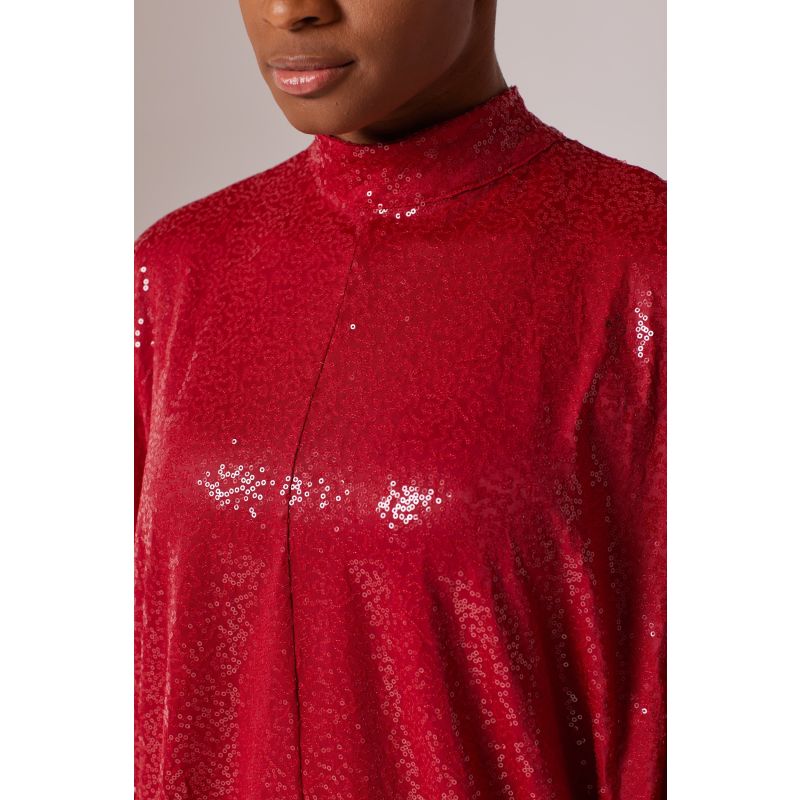 Cherry Red Sequined Long Tunic | Lioness by TF | Wolf & Badger