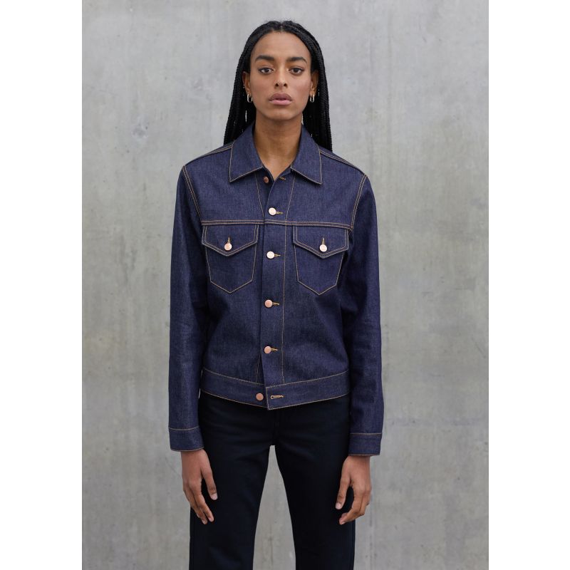 Classic Denim Trucker Jacket In Raw Indigo Selvedge | Hegarty | Wolf ...
