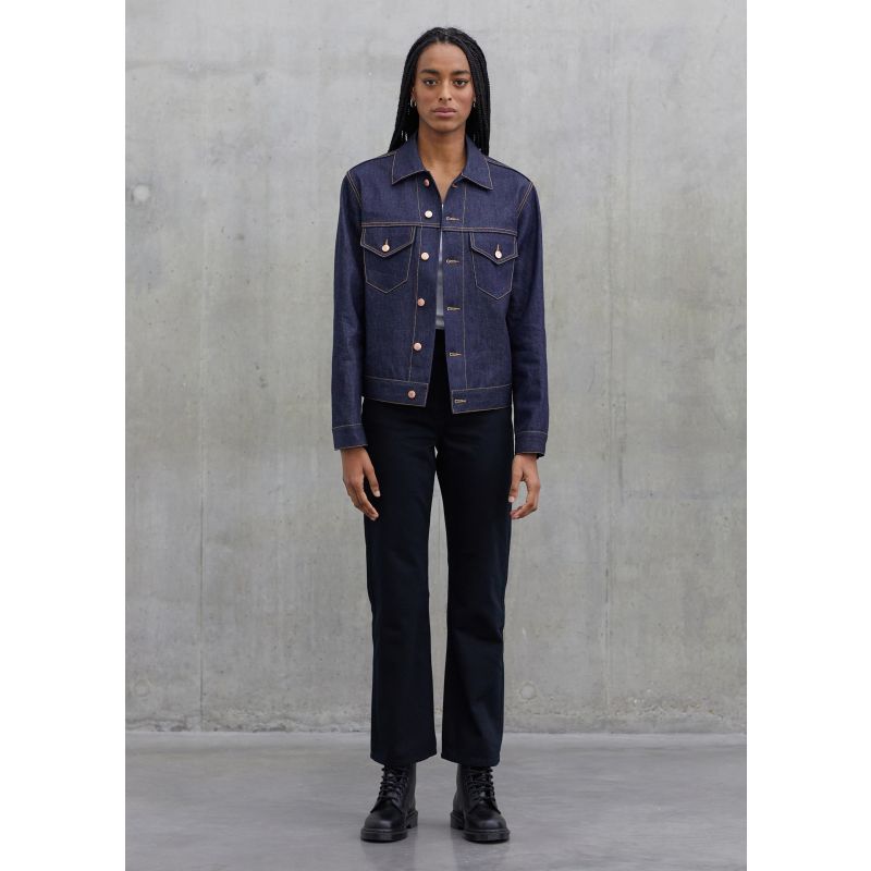 Classic Denim Trucker Jacket In Raw Indigo Selvedge | Hegarty | Wolf ...