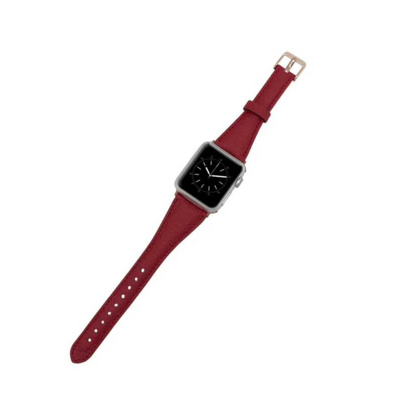 Classic Red Leather Apple Watch Band - Dallas | LEATHERE | Wolf & Badger