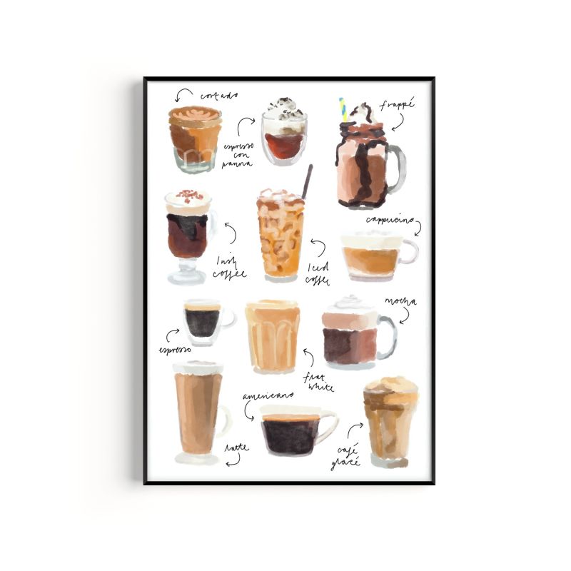 Coffee Hand Painted Art Print - A2 | Natalie Cass Art | Wolf & Badger
