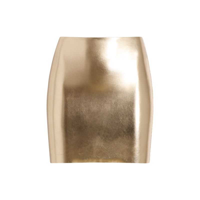 Commando Faux Leather Micro-Mini Skirt, Gold Sk05 | Commando | Wolf ...