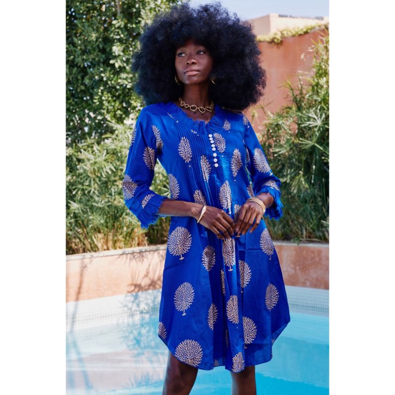 Cotton Annabel Tunic In Marrakesh Blue & Gold | At Last... | Wolf & Badger