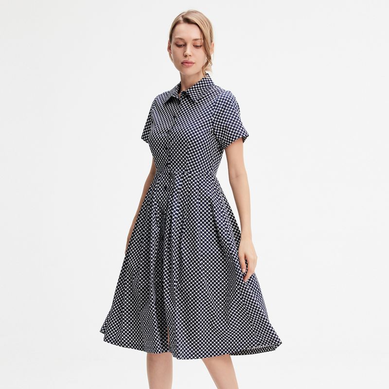 Cotton Shirt Dress White Navy Smart And Joy Wolf Badger