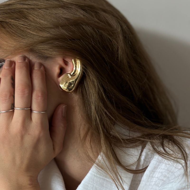 Gold Ear Cuff Earring One Piece | London Atelier Byproduct | Wolf & Badger