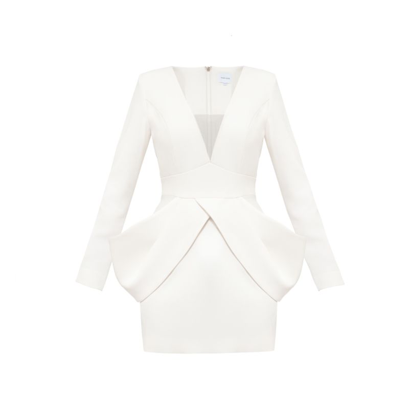 Madonna White Deep V Neck Mini Dress | Nomi Fame | Wolf & Badger