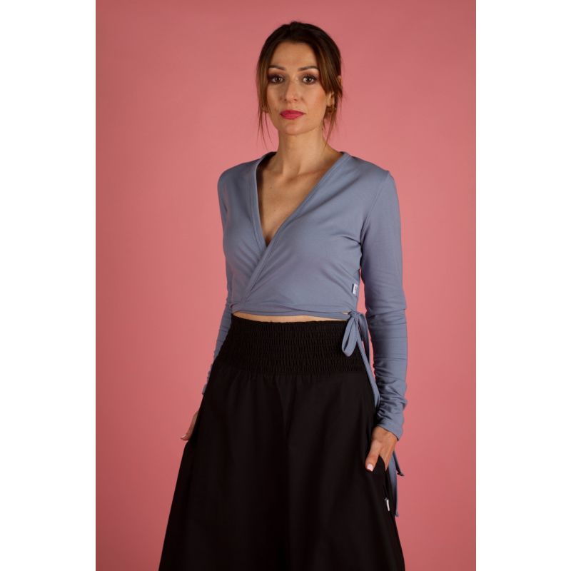 Daisy Ballet Wrap Top In Cornflower Blue | Frock Tales | Wolf & Badger