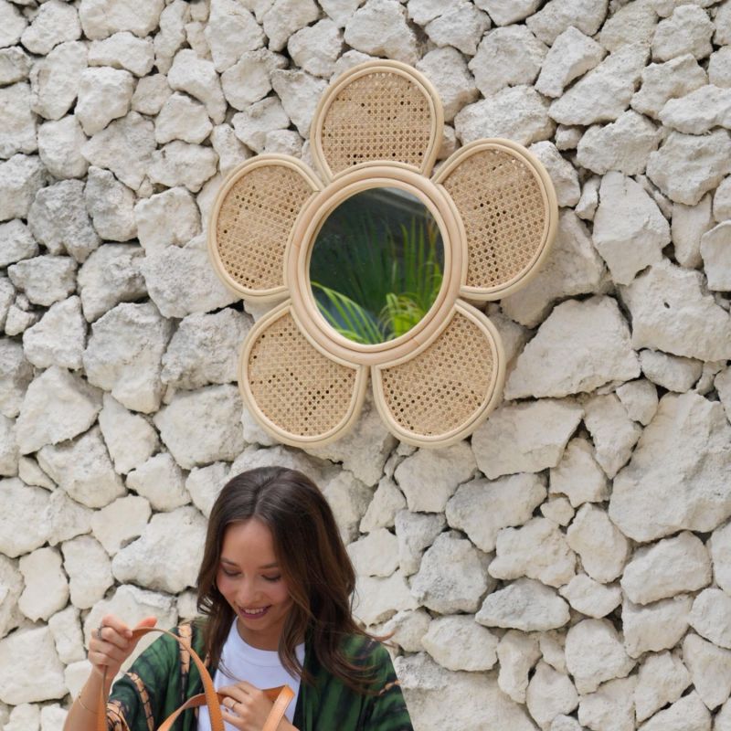 Daisy Rattan Wall Mirror | Pink Haley | Wolf & Badger