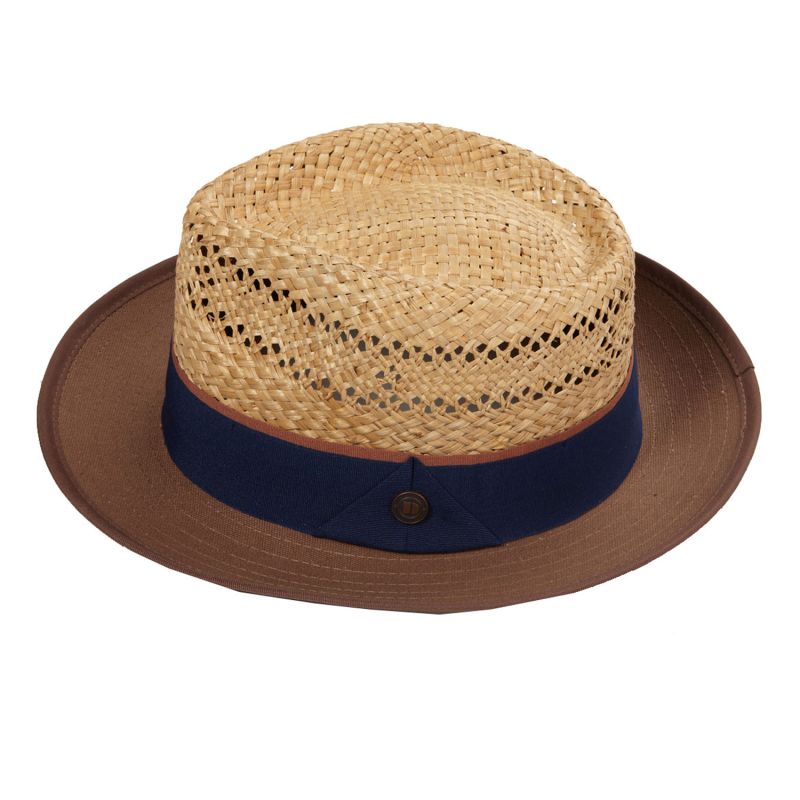 Dasmarca Ronan Straw Wide Brim Fedora Summer Straw Sun Hat - Brown ...