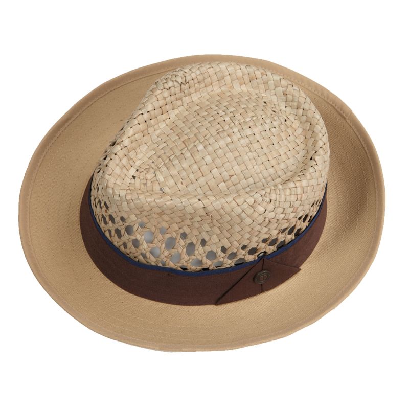 Dasmarca Ronan Straw Wide Brim Fedora Summer Straw Sun Hat - Khaki ...