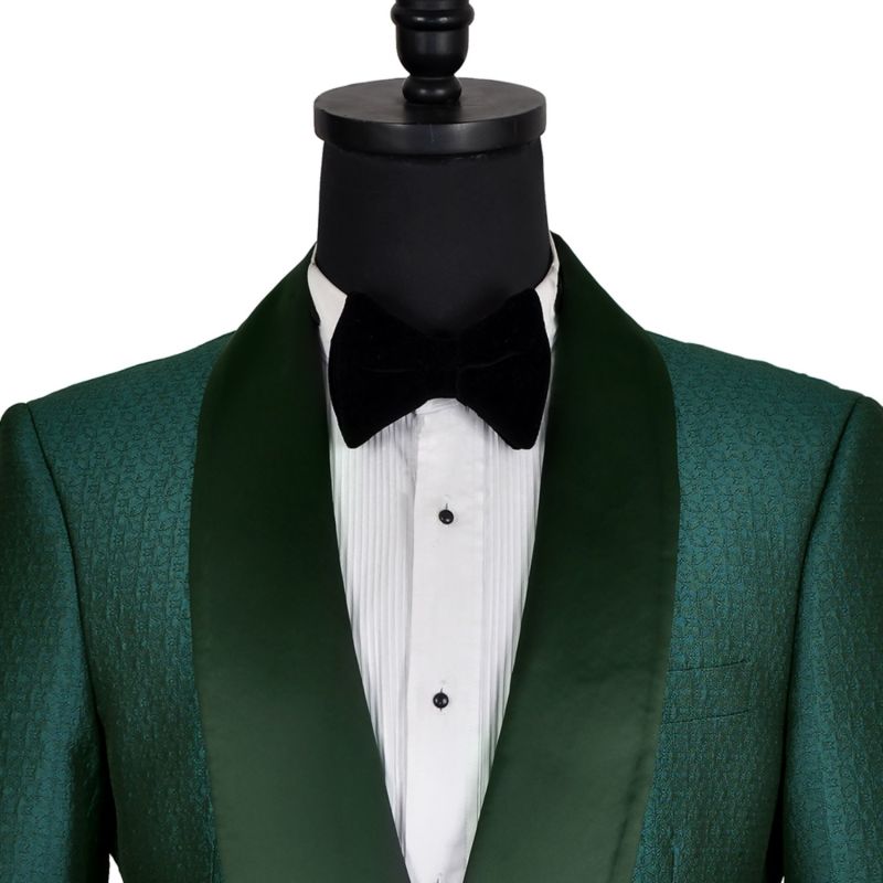 David Wej Signature Satin Shawl Lapel Blazer- Green | DAVID WEJ | Wolf ...