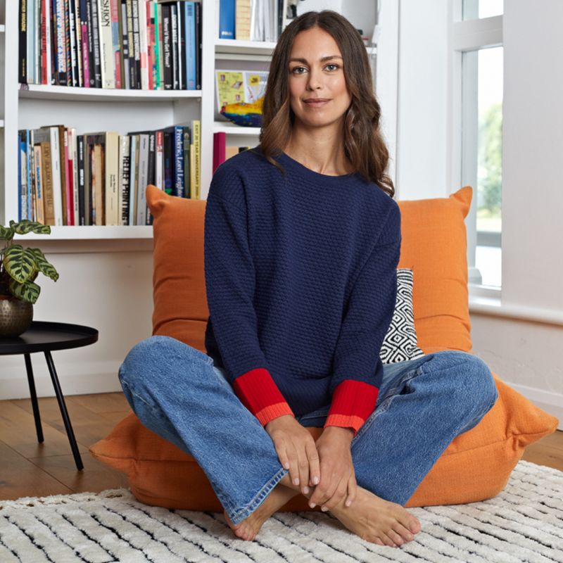 Davina Waffle Stitch Jumper | Cove | Wolf & Badger