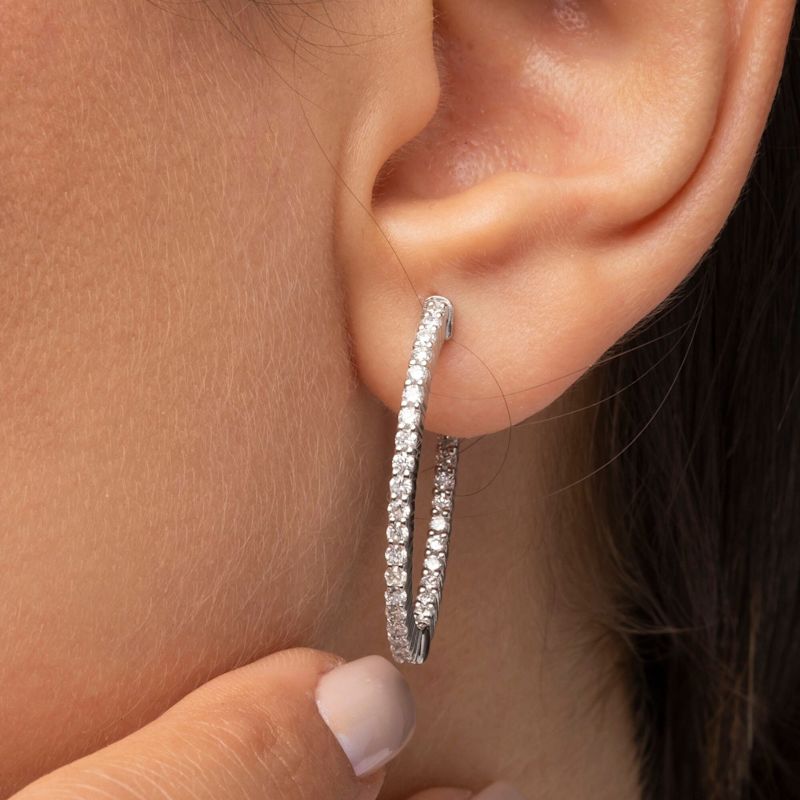 Solid Gold Lab Diamond Inside Out Diamond Hoop Earrings / Radiant Hoop ...
