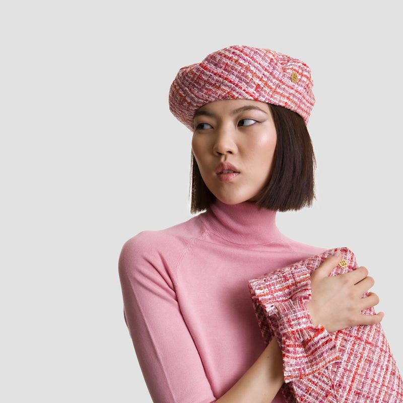 Diana - Pink Tweed French Beret Hat | SIBI Hats | Wolf & Badger