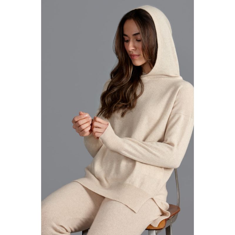 Womens Cashmere Hooded Mayra Jumper - Sandshell | Paul James Knitwear ...