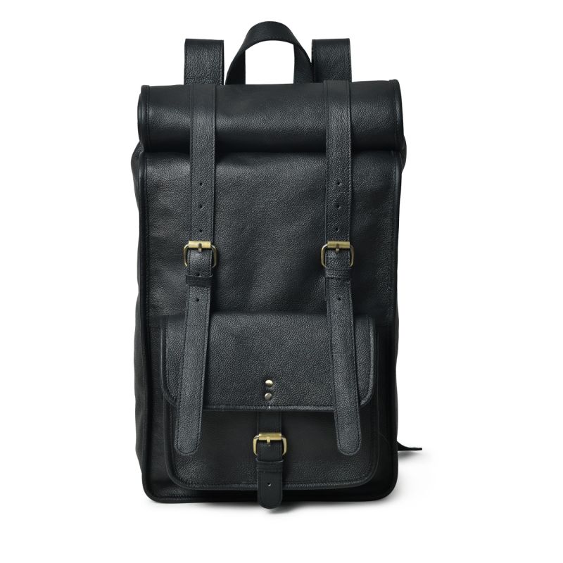 Duvall Rolltop Leather Backpack - Black | Dötch Leather | Wolf & Badger