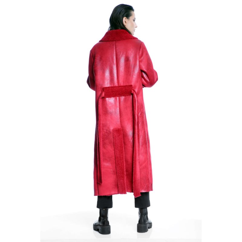 Long Red Fur Coat | Silvia Serban | Wolf & Badger