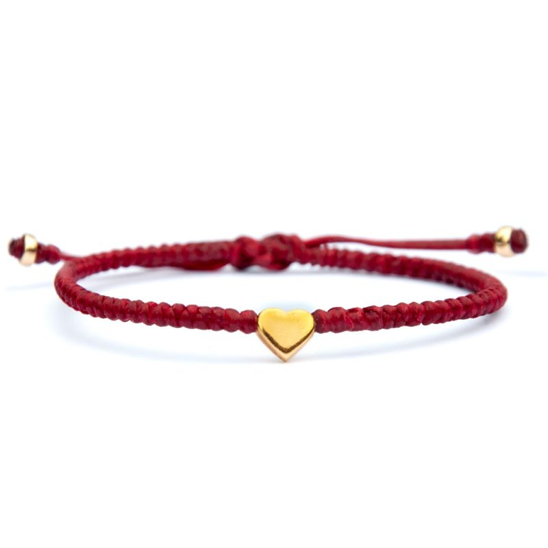 Valentino Red String Bracelet With Gold Heart Bead - Red | Harbour UK ...