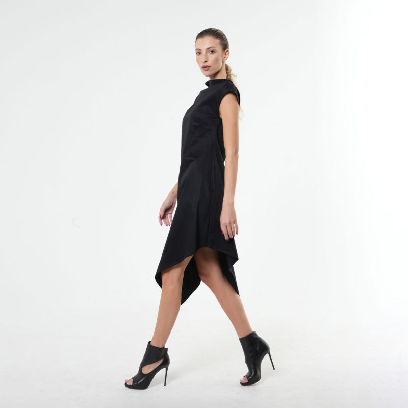 Elegant Asymmetrical Dress In Black | Metamorphoza | Wolf & Badger