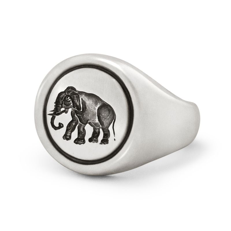 Elephant Signet Ring In Sterling Silver | Snake Bones | Wolf & Badger