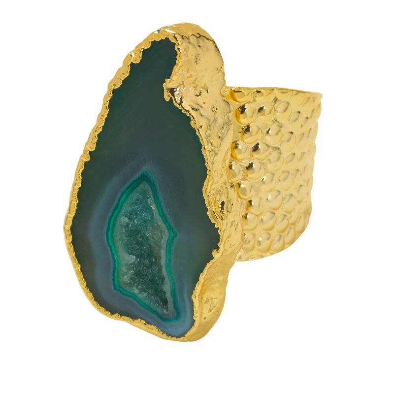 Teal Green Mega Gemstone Gold Statement Ring | YAA YAA LONDON | Wolf ...