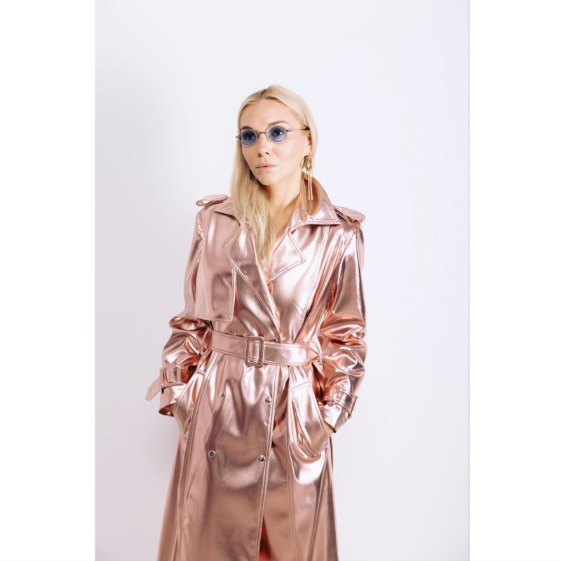 Faux Leather Midi Wrap Trench Rose Gold | Julia Allert | Wolf & Badger