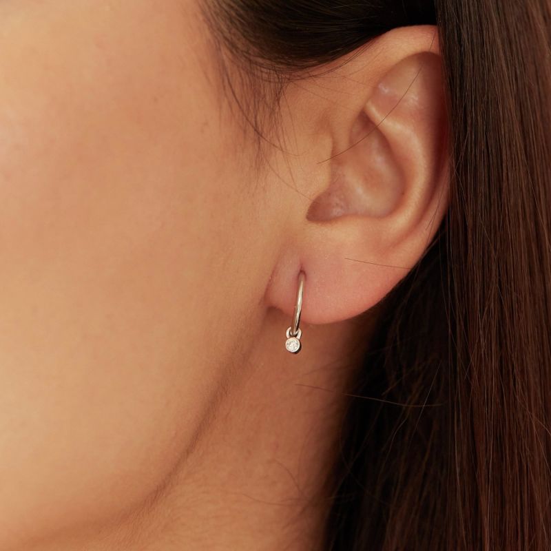 Solid Gold Mini Diamond Hoop Earrings | Lily & Roo | Wolf & Badger