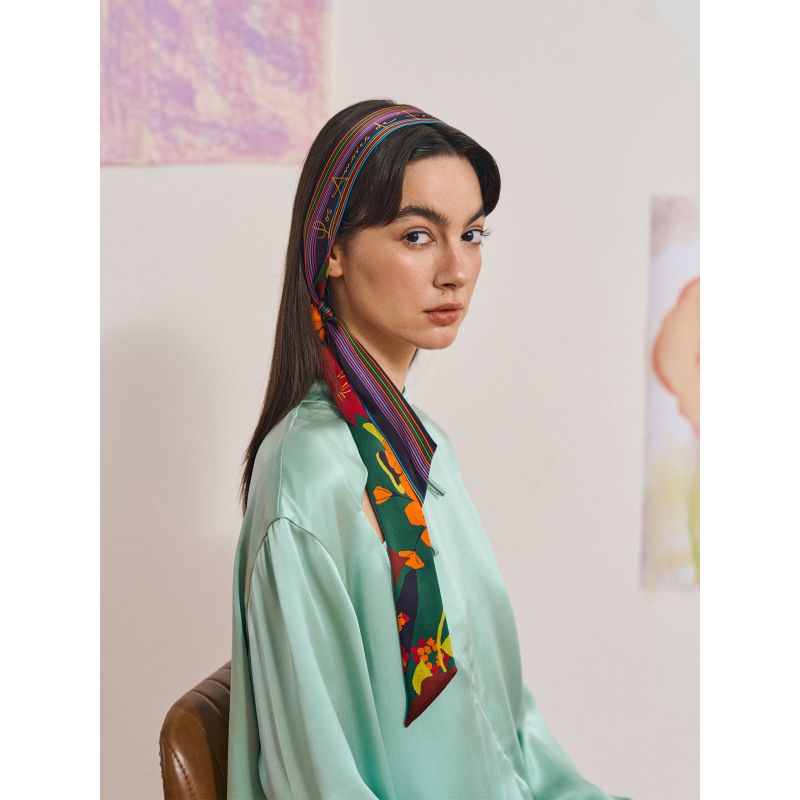 Frida X Lost Pattern "Frida's Garden" Silk Skinny Scarf - Purple | Lost ...