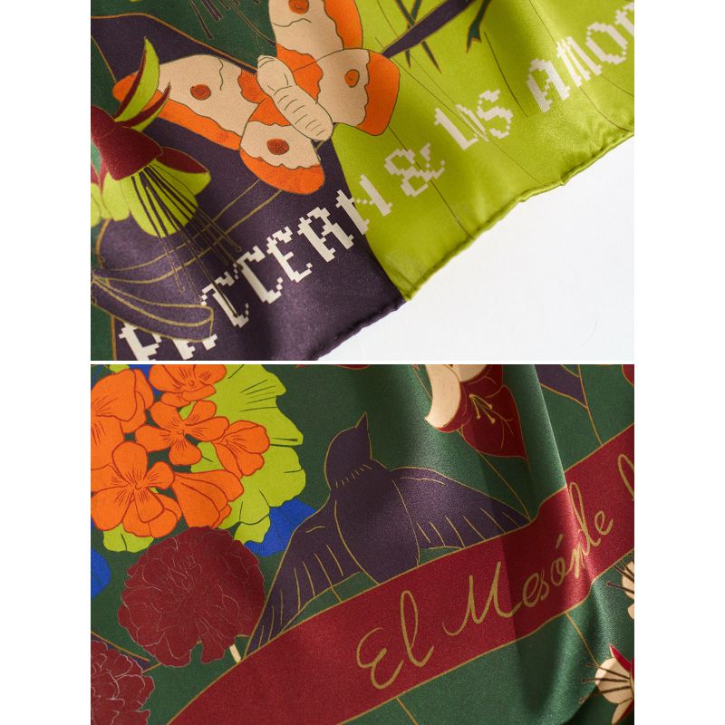 Frida X Lost Pattern "Los Amores De Frida" Large Silk Scarf - Dark ...