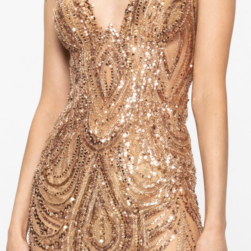 Gold Beads Embellished Evening Gown | Angelika Jozefczyk | Wolf & Badger