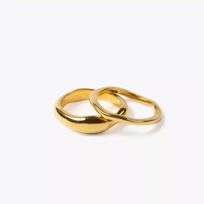 Gold Double Stacked Irregular Rings | MG Jewelry | Wolf & Badger