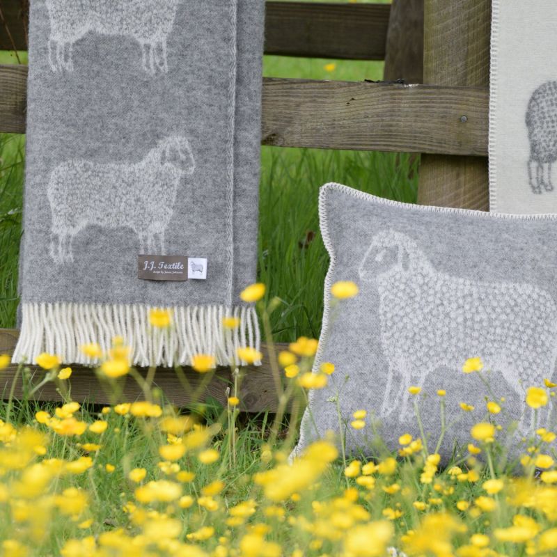 Grey Sheep Wool Throw | J.J.Textile | Wolf & Badger