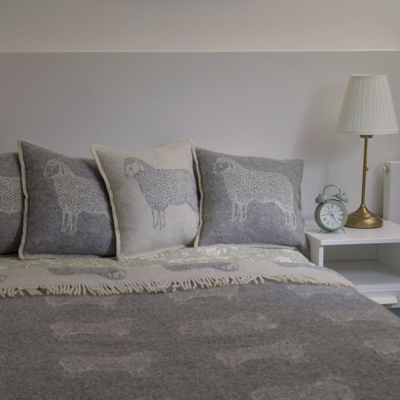 Grey Sheep Wool Throw | J.J.Textile | Wolf & Badger