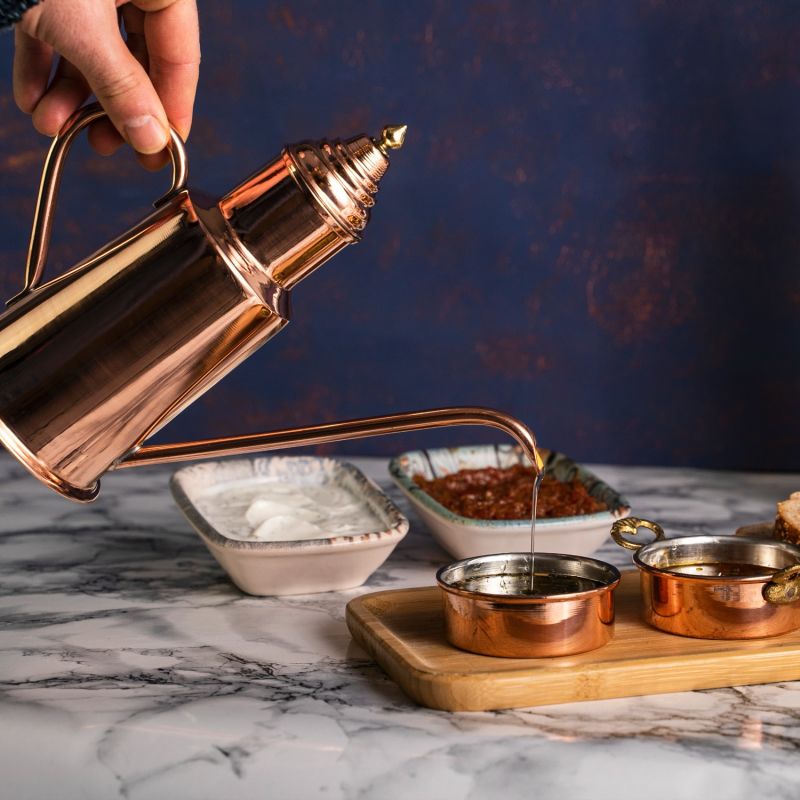 Handcrafted Copper Olive Oil Dispenser & Dipping Set - Solid Copper Oil ...
