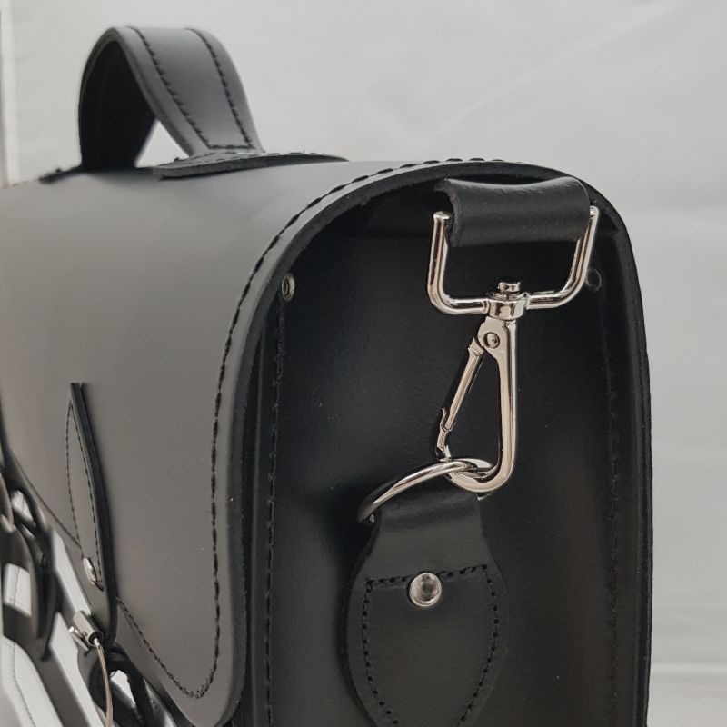 Handmade Leather 16 Inch Satchel - Gothic Striped White & Black ...
