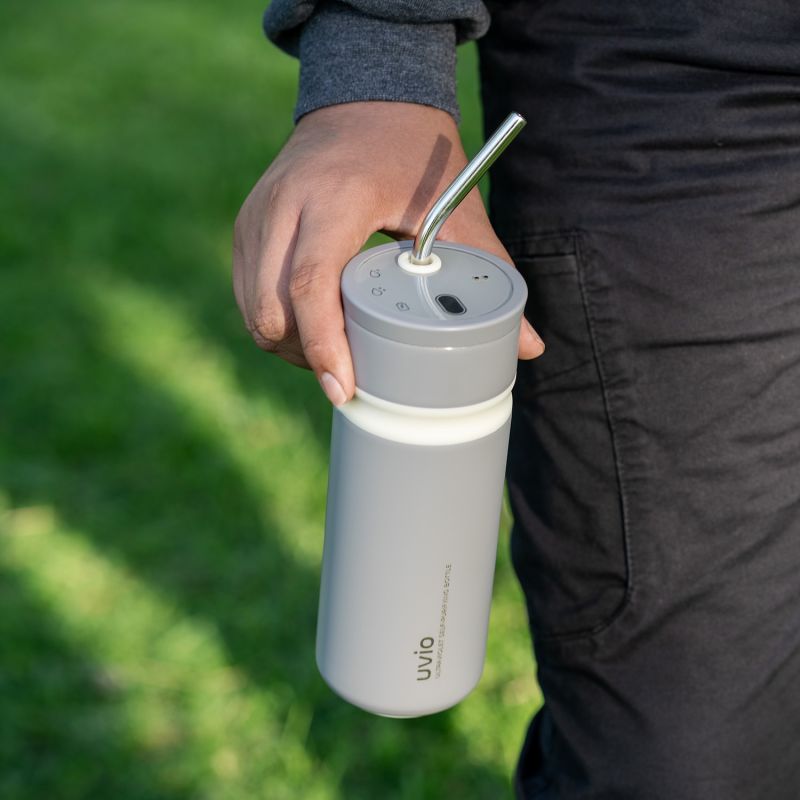 Uvio Ultraviolet Self-Purifying Straw Water Bottle-Elephant Gray | OHOM ...