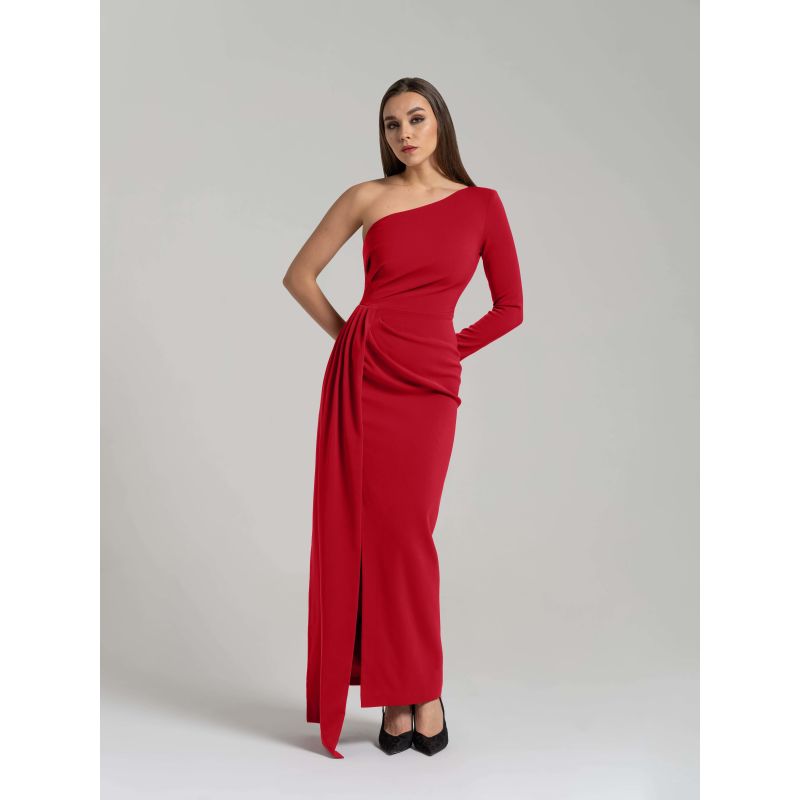 Iconic Glamour Draped Long Dress, Red | Tia Dorraine | Wolf & Badger