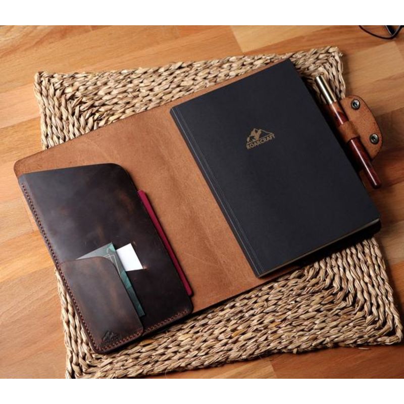 Hemingway A5 Notebook Organiser Leather Case - Brown | Roarcraft | Wolf ...