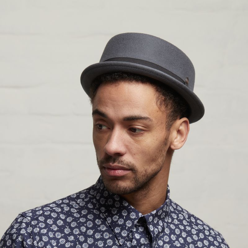 Jack Grey Felt Skimpy Brim Short Brim Rude Boy Mod Style Porkpie Hat ...
