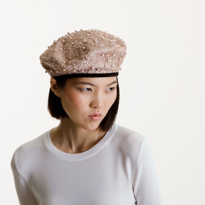 Jacqueline - Pearl Embellished French Beret Hat | SIBI Hats | Wolf & Badger