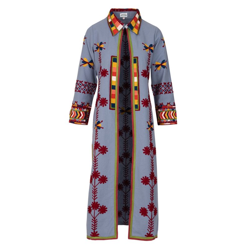 The Steel Blue Aztec Coat | Antra Designs | Wolf & Badger