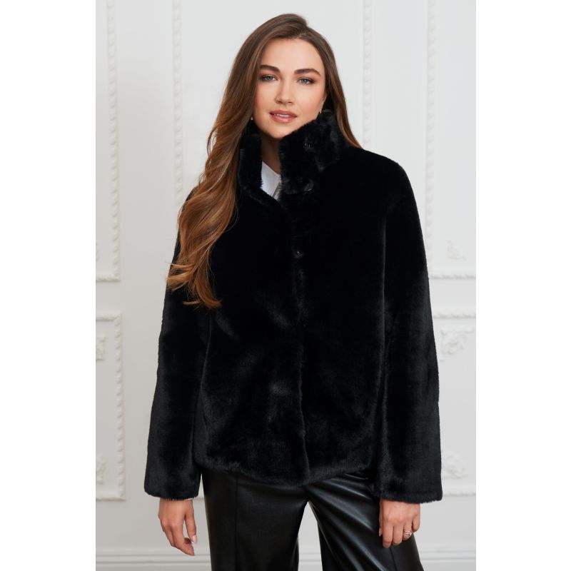 Joan Faux Shearling Jacket Black | ISSY LONDON | Wolf & Badger